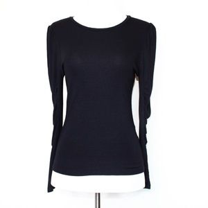 Bar III | Tops | Bar Iii Black Ruched Sleeve Ribbed Knit Top Medium ...